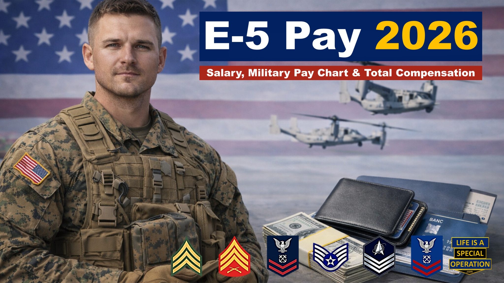 E-5 Pay 2026: Salary, Military Pay Chart, BAH, Total Compensation